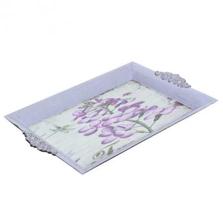 3704460021 POSLUŽAVNIK ANTIK ZLATNI SA OGLEDALOM OD POLIREZINA 32*15*5 CM
